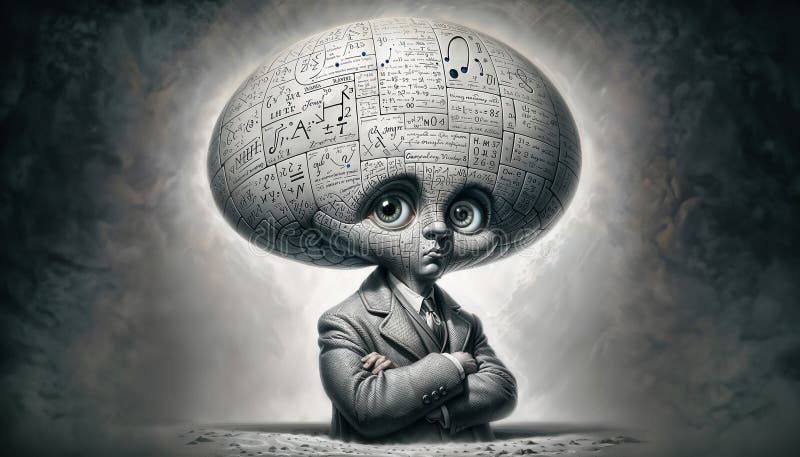 Megabrain Cartoon Character. Genius Scientist Mathematician Physicist ...