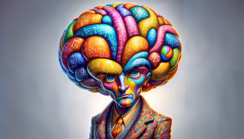 Megabrain Cartoon Character. Genius Scientist Mathematician Physicist ...