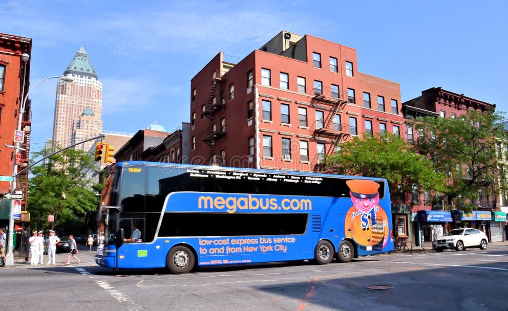 Megabus in New York City editorial photography. Image of service - 26380722