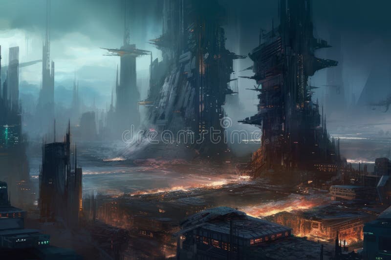 Megacity Distant Planet. Generate Ai Stock Illustration - Illustration ...