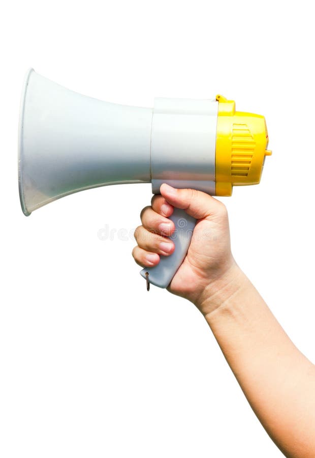 Megafon i hand. fotografering för bildbyråer. Bild av ringa - 35990137