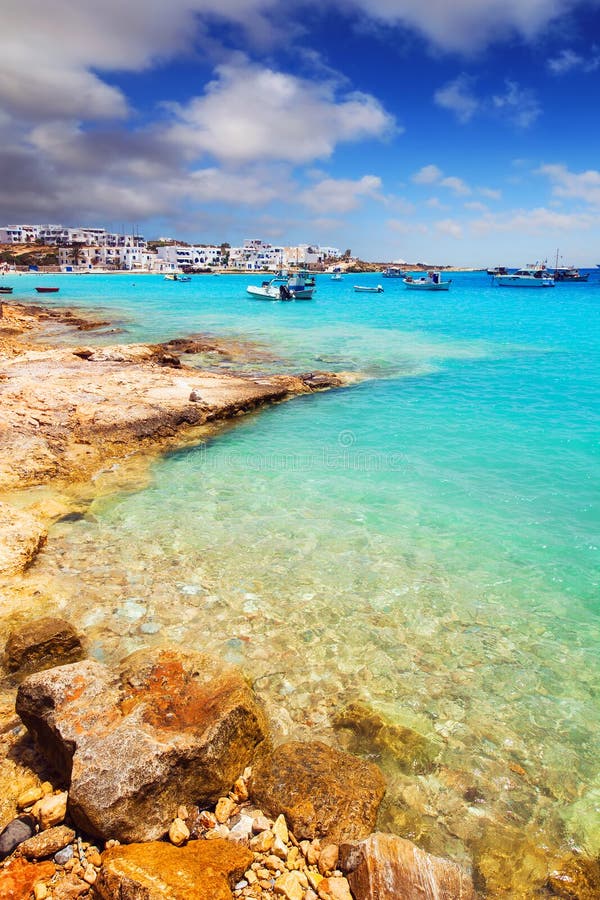 Megali Ammos Beach and Port in Chora, Pano Koufonisi Stock Photo ... Megali Ammos Beach and Port in Chora, Pano Koufonisi Stock Photo ...