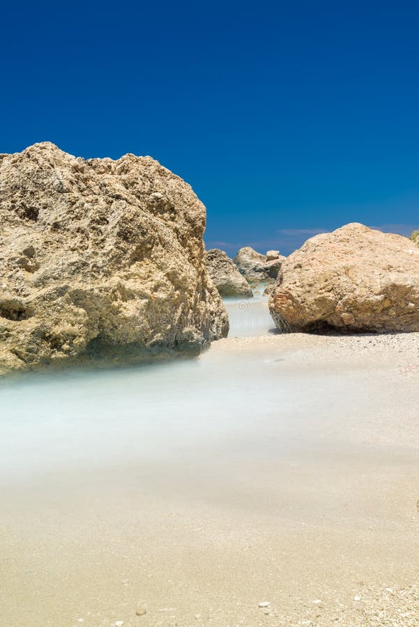 Megali PETRA-Strand Auf Lefkas-Insel Stockfoto - Bild von relax ...