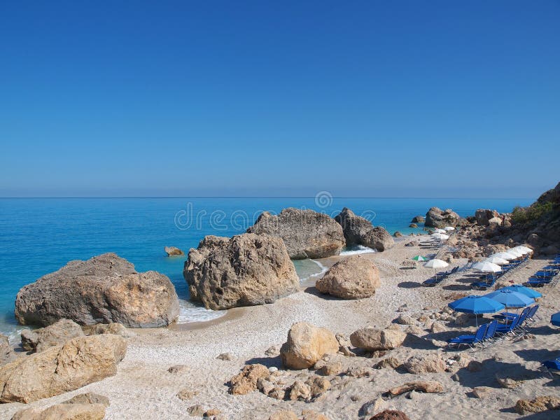 Megali PETRA-Strand in Lefkas, Griechenland Stockbild - Bild von ...