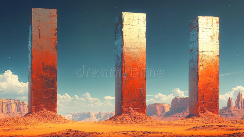 Megalithic Stones, Man Made Structure View at Sunset AI Gen Stock ...