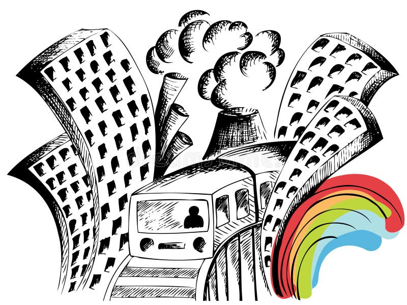 Megalopolis stock vector. Illustration of capital, rainbow - 53656273