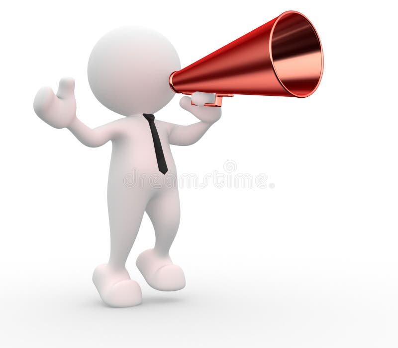 3D Man Giving an Announcement Stock Illustration - Illustration of ...
