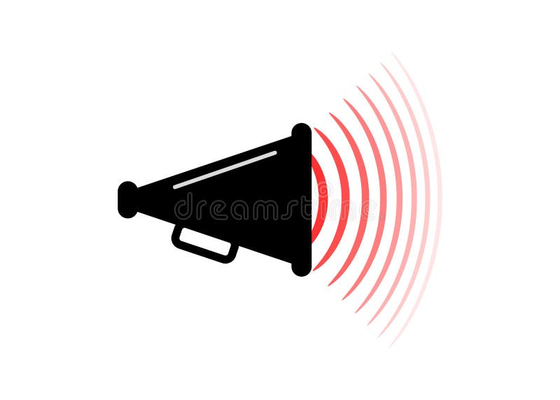 Megaphone with Abstract Red Outgoing Sound Waves. Vector Illustration ...
