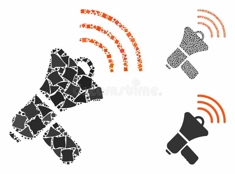 Megaphone Ads Mosaic Icon of Rough Parts Stock Illustration ...