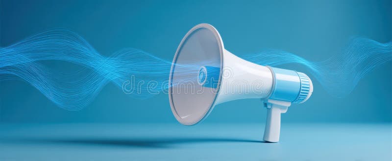 The Megaphone Amplifying Sound Waves in a Creative Blue Background.AI ...