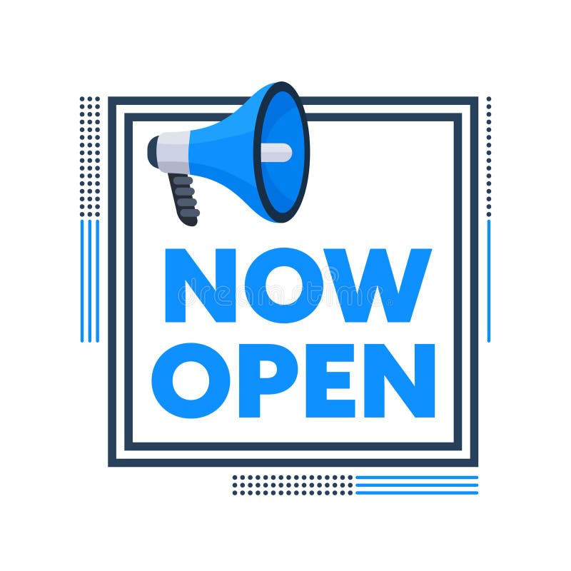 Megaphone Announcing Now Open on Geometric Background Stock ...