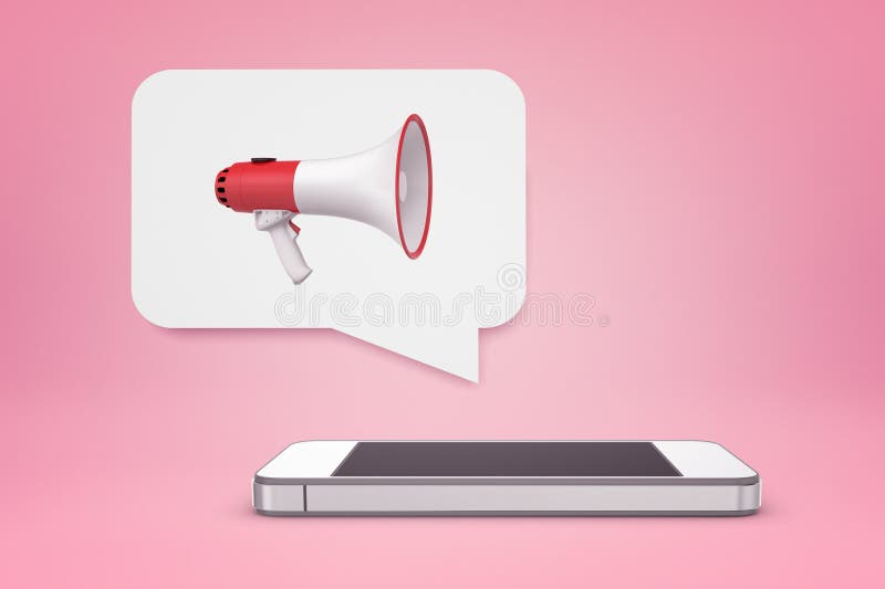 Megaphone Announcing from Smartphone Speech Bubble Stock Illustration ...