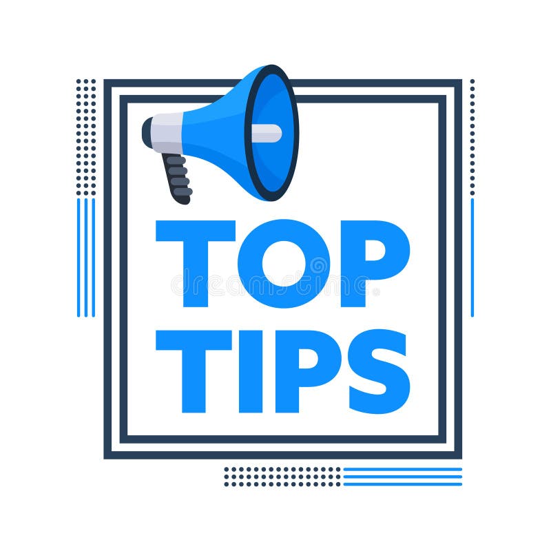 Megaphone Announcing Top Tips Inside a Square Frame Stock Vector ...