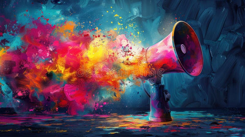 A Megaphone on the Background of a Brightly Painted Wall . the ...