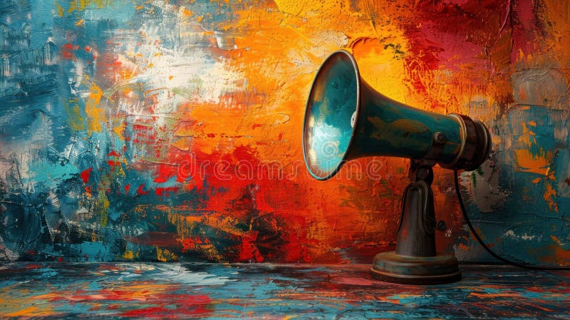 A Megaphone on the Background of a Brightly Painted Wall . the ...