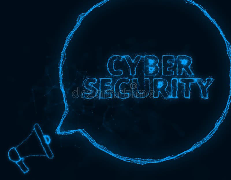 Megaphone Banner with Speech Bubble and Text Cyber Security. Plexus ...