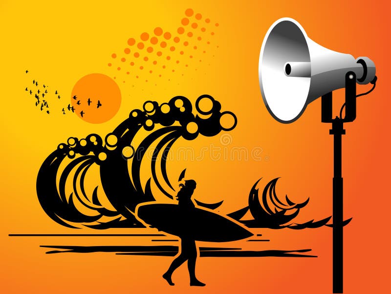 Megaphone on beach stock vector. Illustration of announce - 22908856