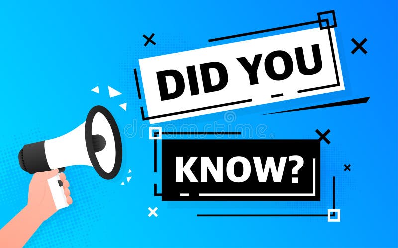 Megaphone Blue Banner with Did You Know Sign. Vector Illustration Stock ...