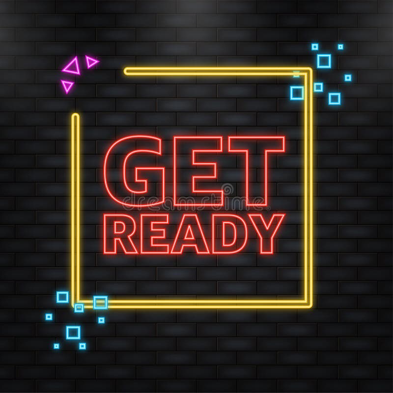 Megaphone Blue Banner with Get Ready Sign. Vector Illustration Stock ...