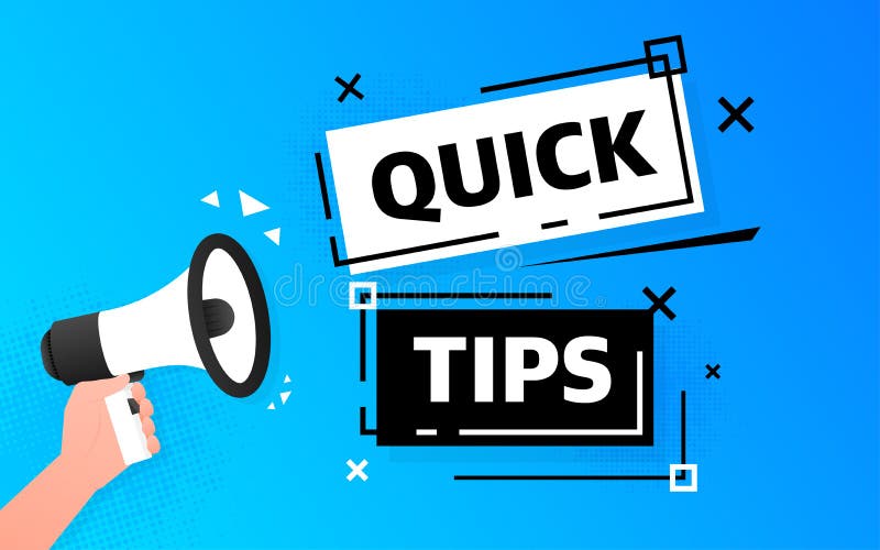Megaphone Blue Banner with Quick Tips Sign. Vector Illustration. Stock ...