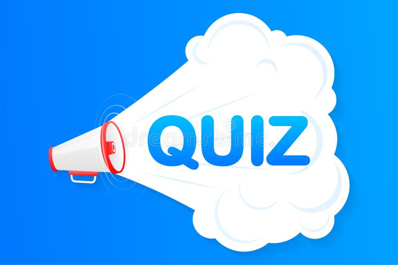 Megaphone Blue Banner with Quiz Sign. Vector Illustration Stock Vector ...