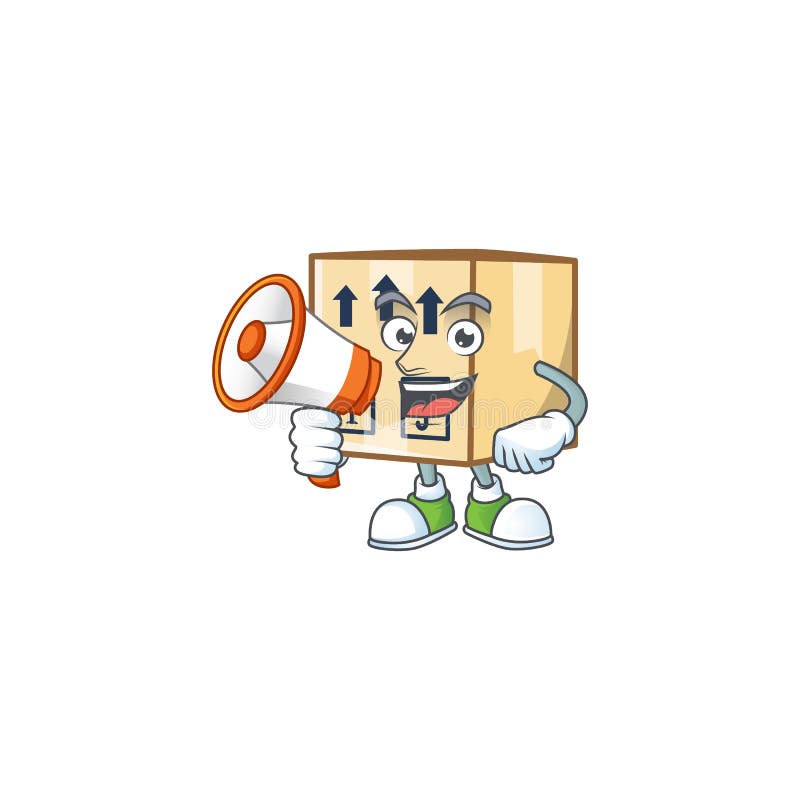 With Megaphone Box Cardboard Close for Goods Packaging Stock Vector ...