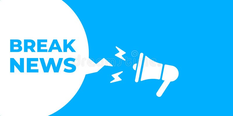 Megaphone with Break News Speech Bubble. Break News Text Banner Design ...