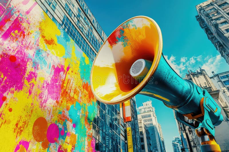 A Megaphone on a Bright, Vibrant Wall, Perfect for Public Speaking ...