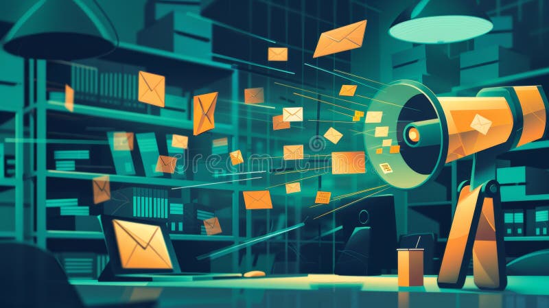 A Megaphone Broadcasting a Constant Stream of Emails and Notifications ...