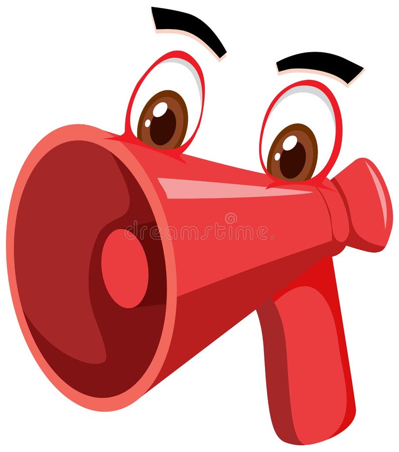 Megaphone Cartoon Character with Facial Expression Stock Vector ...