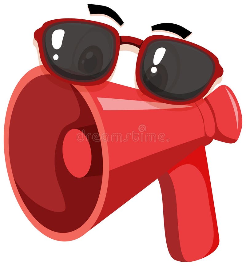 Megaphone Cartoon Character with Facial Expression Stock Vector ...