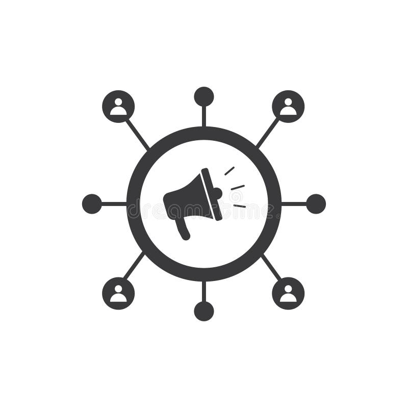 Megaphone Centered Circle with Six Persons Linked Stock Vector ...