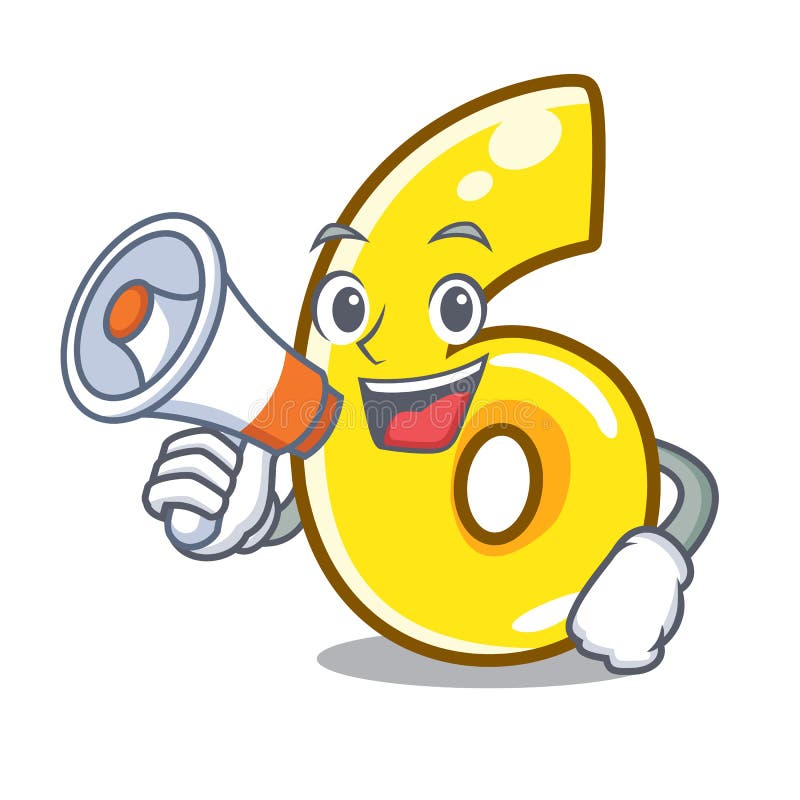 With Megaphone Character Number Six on Brick Wall Stock Vector ...
