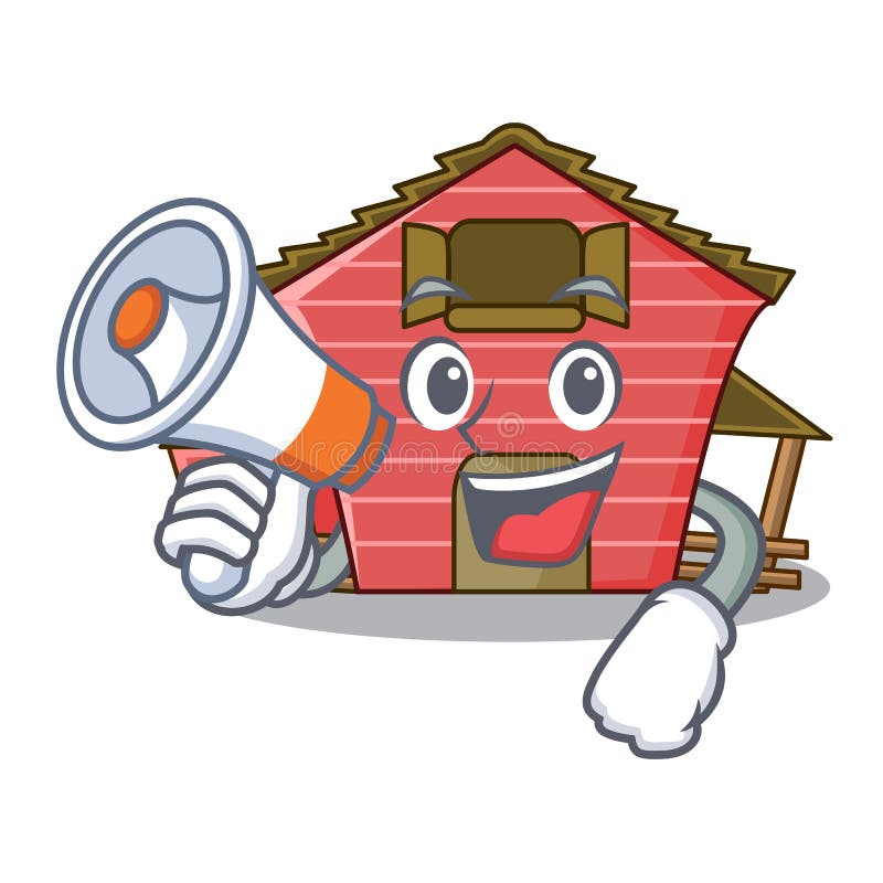 With Megaphone Character Red Barn Building with Haystack Stock Vector ...