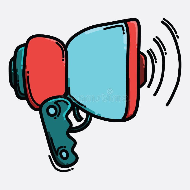 Megaphone Color Vector Icon. Drawing Sketch Illustration Hand Drawn ...