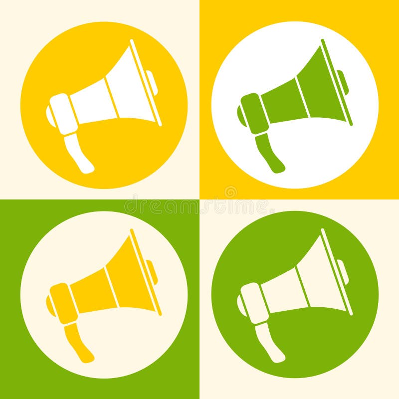 Megaphone Colorful Web Icon Set Loudspeaker Stock Vector - Illustration ...