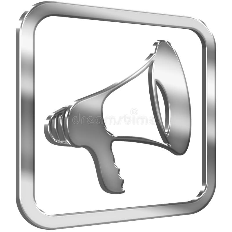 Megaphone 3D Icon with Silver Metallic Effect Stock Illustration ...