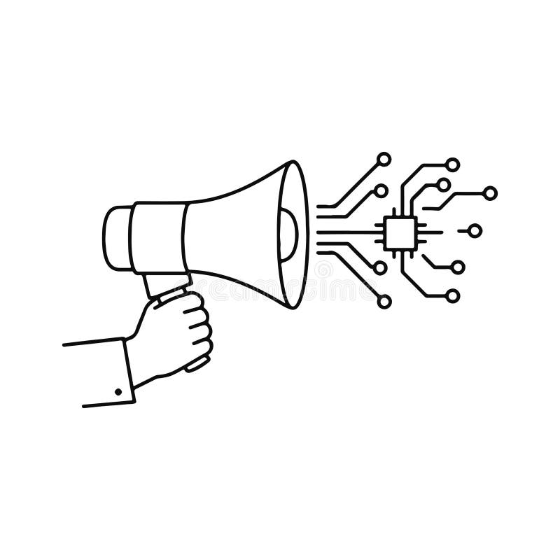 Megaphone with Digital Circuit. Electronic Communication Broadcast ...
