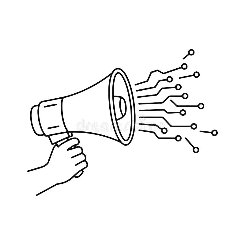 Megaphone with Digital Circuit. Electronic Communication Broadcast ...