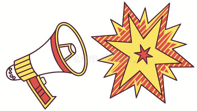 Megaphone and Explosion Pop Art Announcement, Vector Design Generative ...