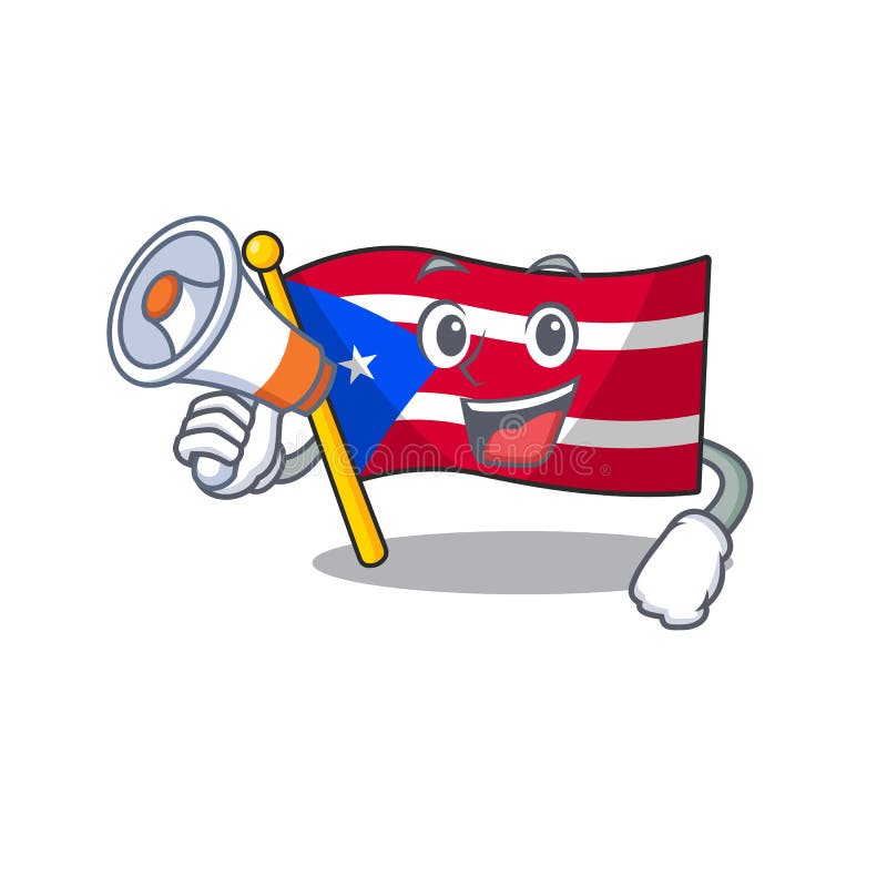 With Megaphone Flag Puerto Rico in the Cartoon Stock Vector ...