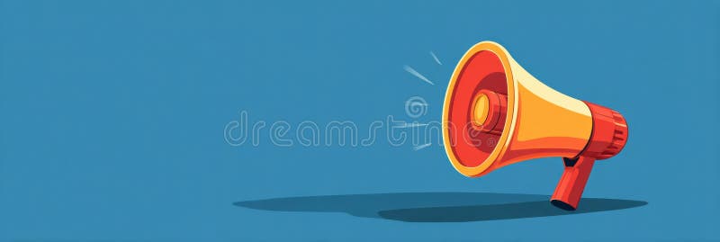 Megaphone in Flat Design on a Blue Backdrop with Ample Open Space for ...