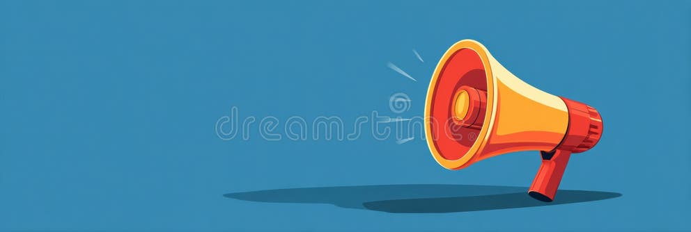 Megaphone in Flat Design on a Blue Backdrop with Ample Open Space for ...
