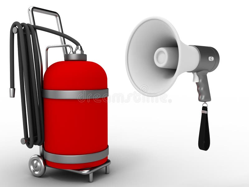 Megaphone and gas cylinder stock illustration. Illustration of exclaim ...