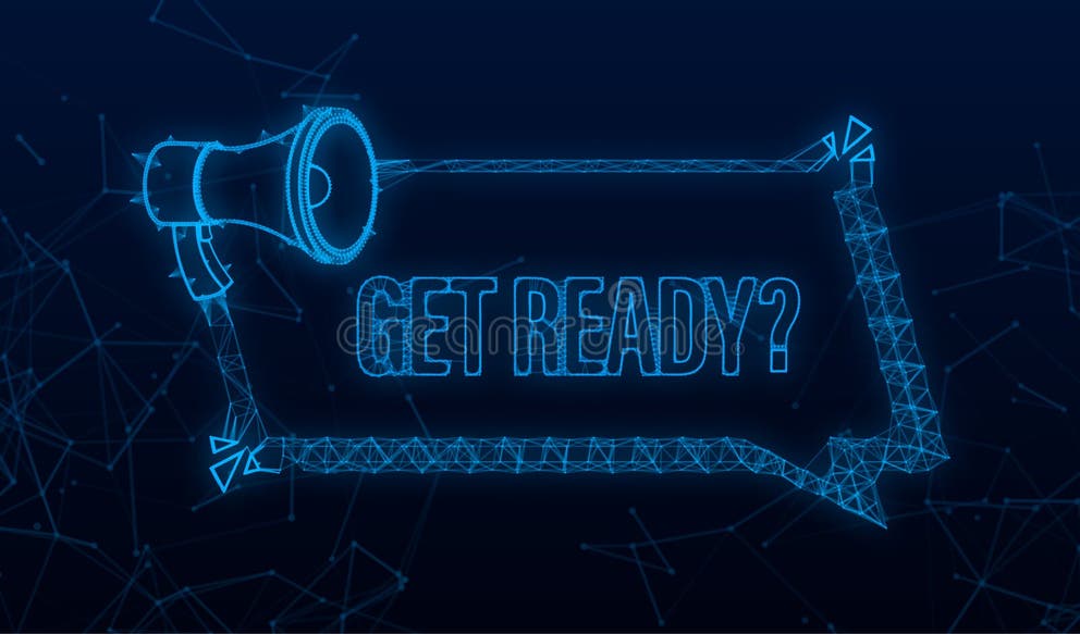 Megaphone with Get Ready. Megaphone Banner Plexus. Web Design Stock ...