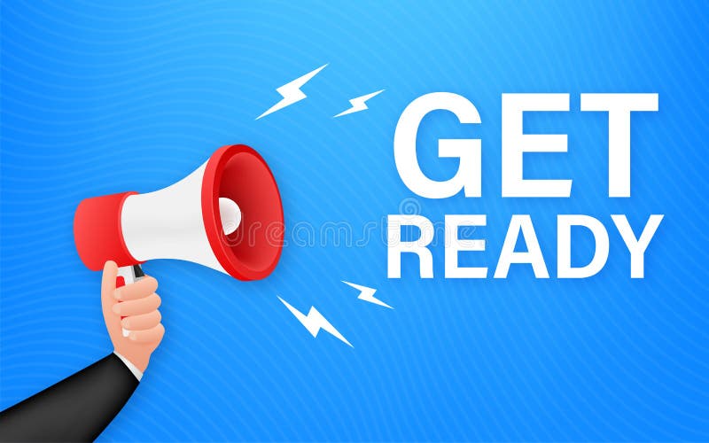 Megaphone with Get Ready. Megaphone Banner. Web Design Stock Vector ...
