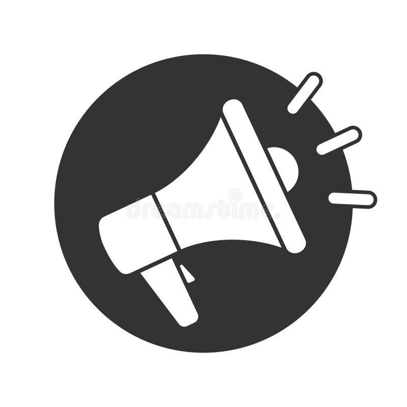Megaphone sign in a circle stock vector. Illustration of icon - 359105065