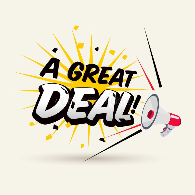 Megaphone with `a Great Deal ` Typographic. Promotion Concept - Vector ...