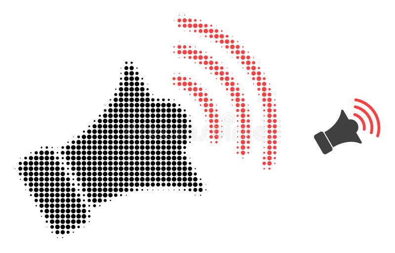 Megaphone Halftone Dotted Icon Stock Vector - Illustration of speaker ...
