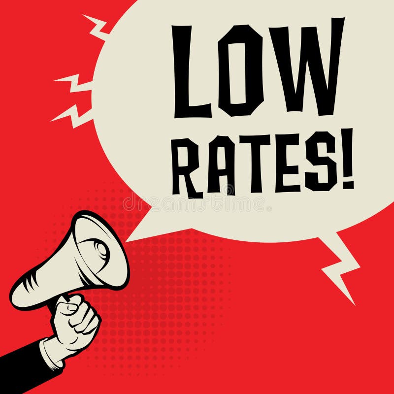 Megaphone Hand, Business Concept with Text Low Rates Stock Vector ...